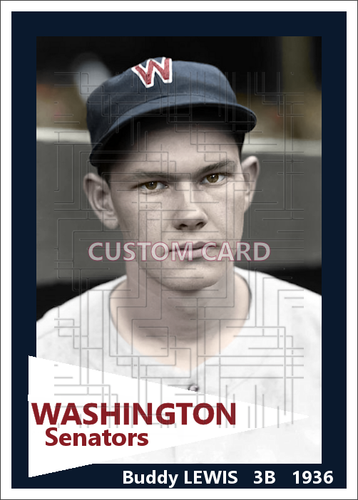 Buddy Lewis - 1936 Washington Senators - 2.5 x 3.5 custom card (blank ...