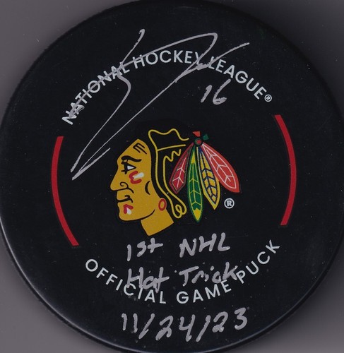 BECKETT JASON DICKINSON 1st NHL HAT TRICK 11-24-23 SIGNED BLACKHAWKS ...