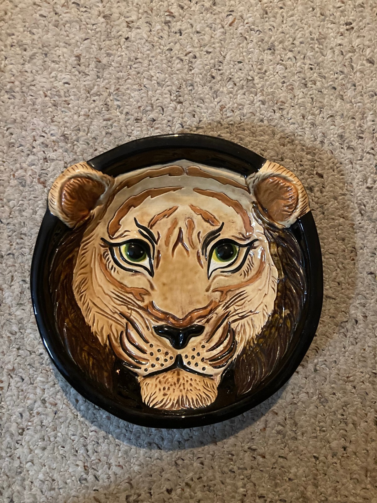 Pottery Tiger Bowl 9 1/4" in Stunning Big Cat Vintage Decor | eBay