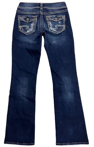 NEW Silver Suki Slim Boot Cut Jeans Stretch Denim Flap Pocket Women’s ...