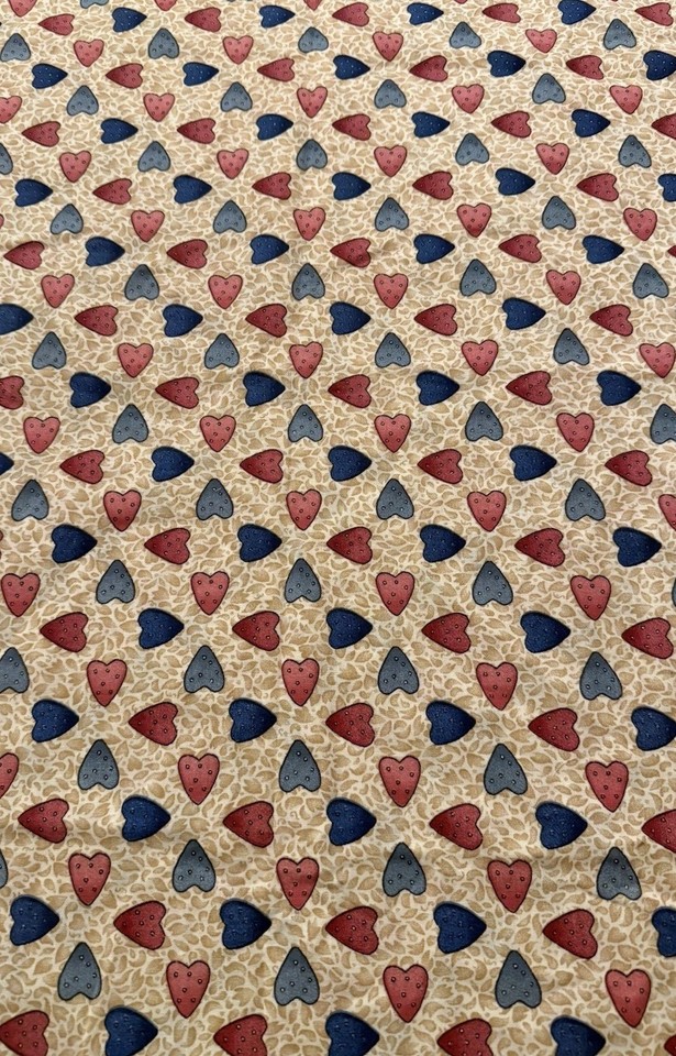 Vtg Springs Industries Fabric Calico Garden Lisa Seely Country Hearts ...