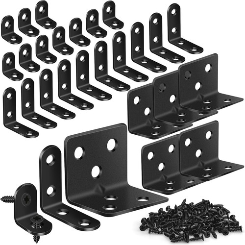 25Pcs L Brackets for Shelves, 3 Sizes Angle Corner Braces Metal L ...