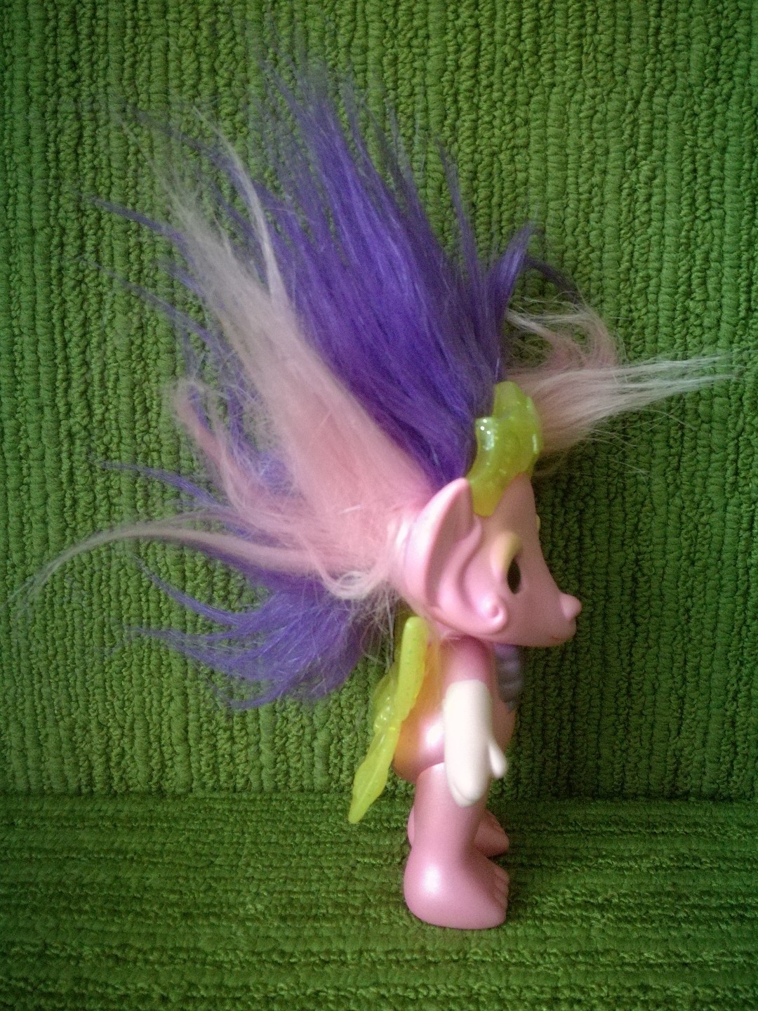 WANDA - 4" ZELF TROLL - PINK & PURPLE HAIR YELLOW WINGS - POSEABLE ...