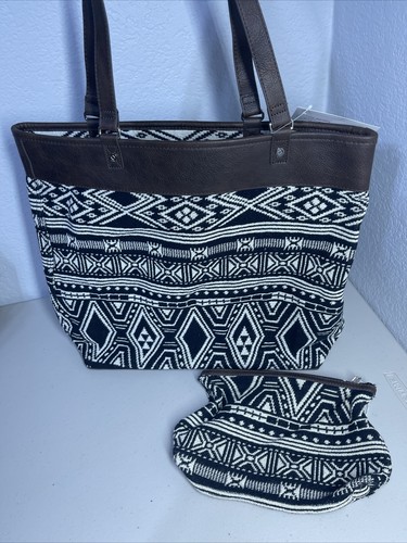 Thirty One NEW Retired REVERSIBLE Rio Weave Tote Bag Black 31 NWT With ...