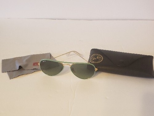 AUTHENTIC RAY-BAN AVIATOR RB3025-J-M 001/3M - 55014 MINT GREEN & GOLD ...