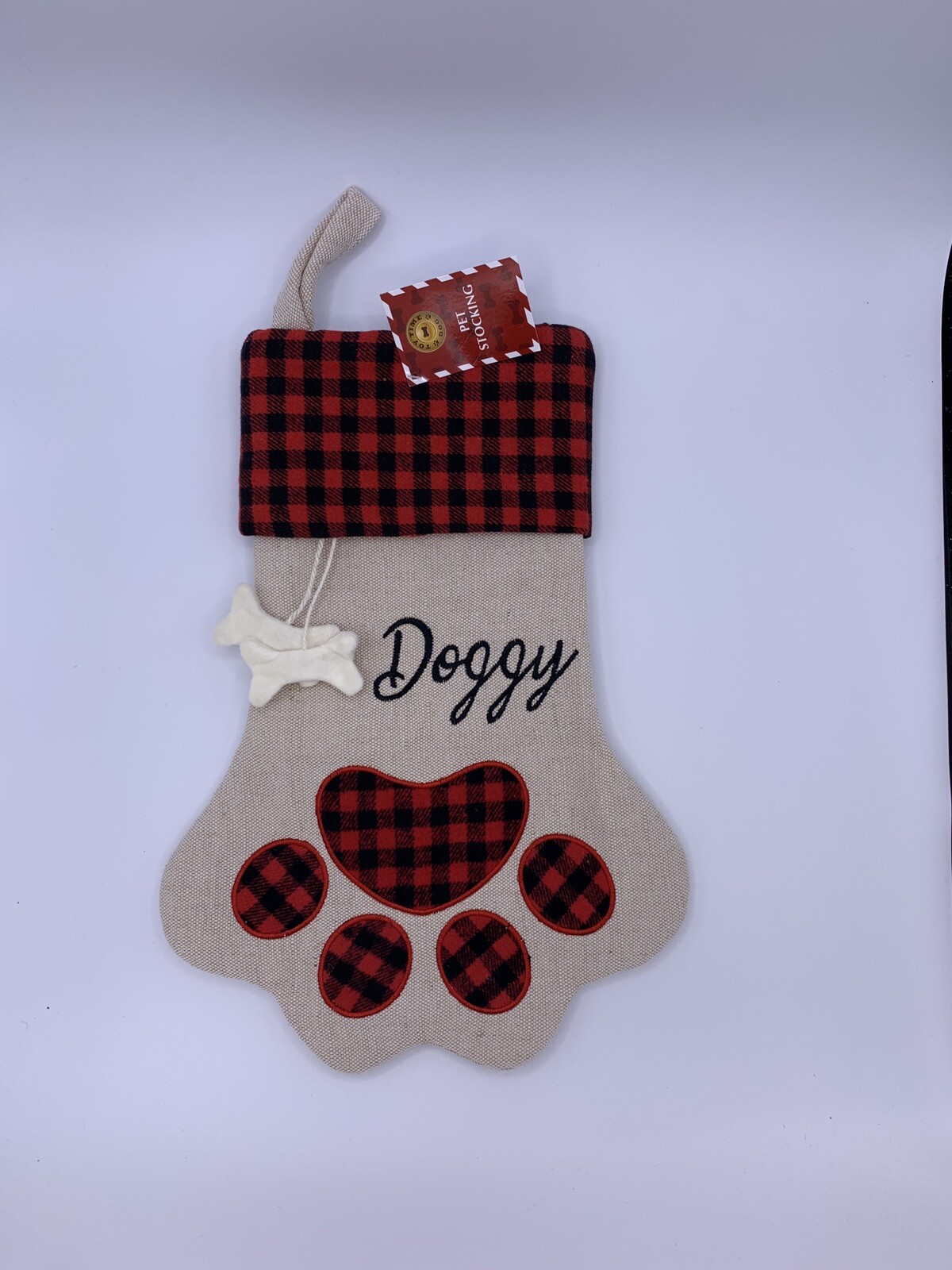 Dog Stocking Paw Print Doggy Bone Pet Checked Checker | eBay