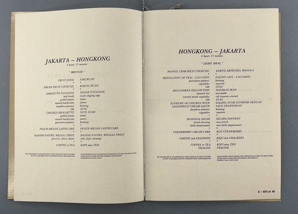 GARUDA INDONESIA EXECUTIVE CLASS DENPASAR JAKARTA HONG KONG VINTAGE ...