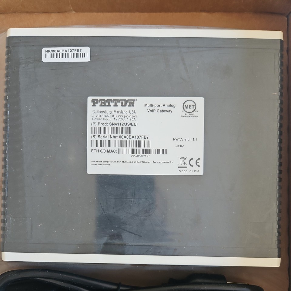 Patton SmartNode 4112S Voip Media Gateway Dual Analog Port VoIP SN4112S ...