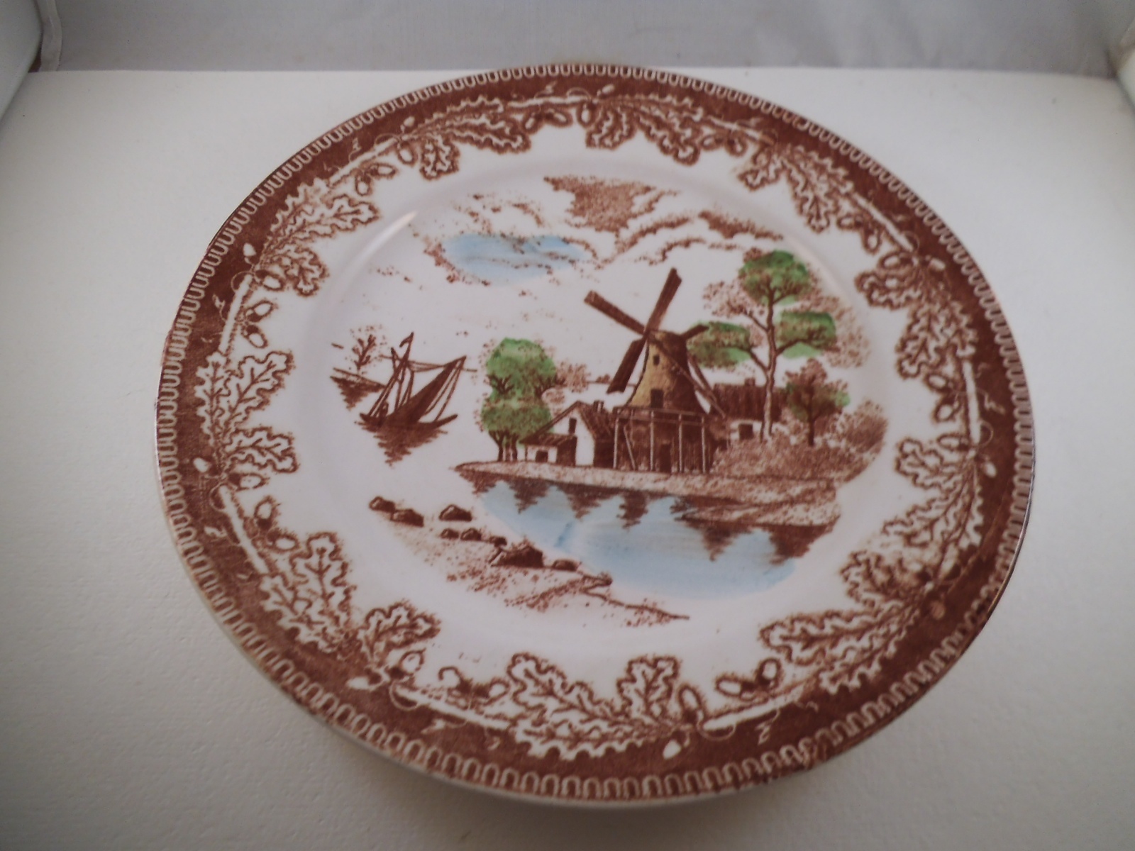 Vintage Ironstone Ware Made in Japan Brown Transfer Plate Windmills ...