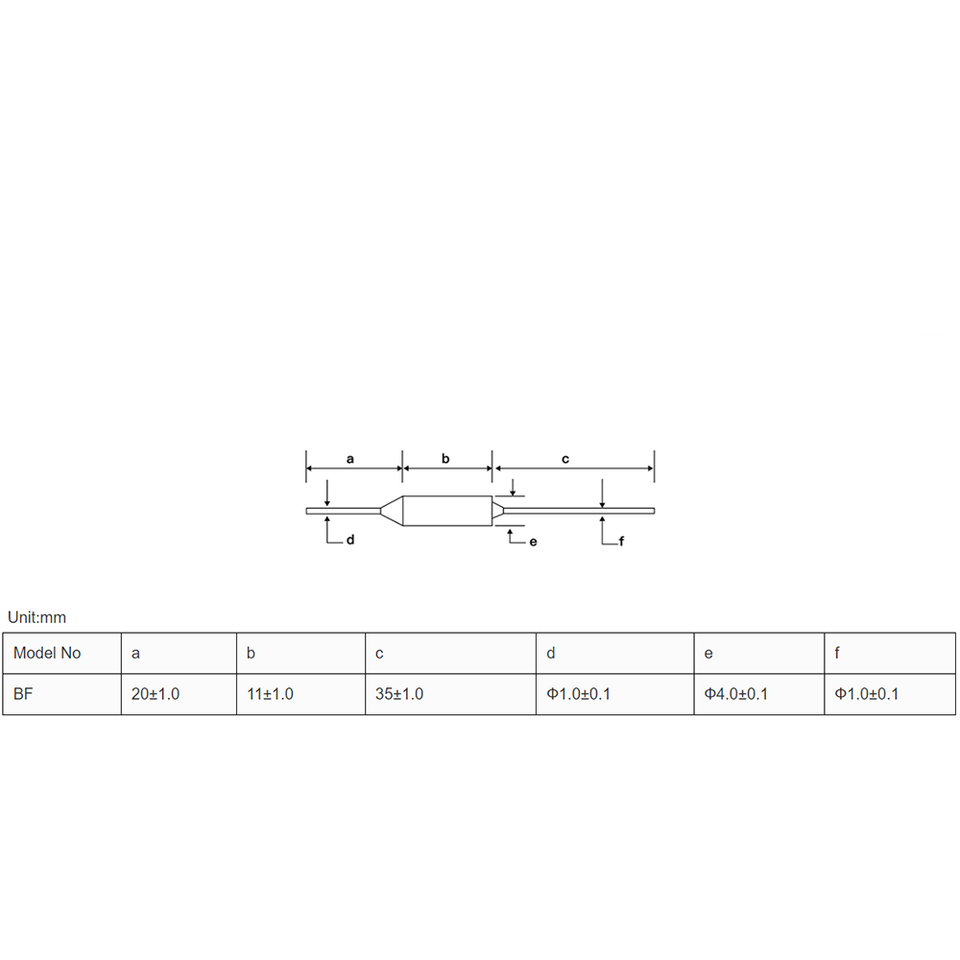 5Pcs AUPO BF229 Thermal Fuse Links Axial Lead TF Cutoff 229℃ 229C 250V ...