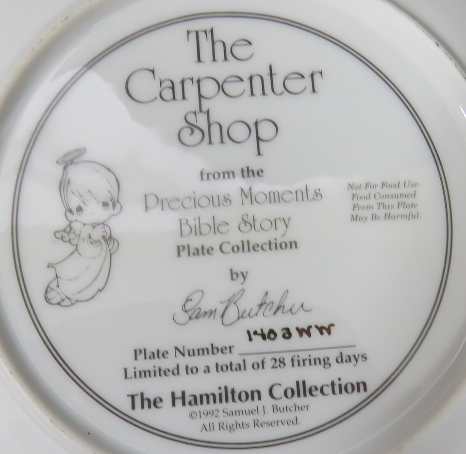 Hamilton Collectors Plate - Precious Moments - The Carpenter Shop ...