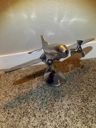 Vintage Cast Aluminium Desk Top Model Aeroplane Plane Art Deco Aircraft ...