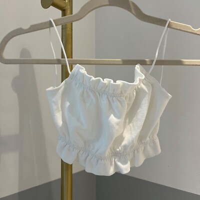 White Ruffled Open Back Backless Strappy Going Out Top XS | eBay