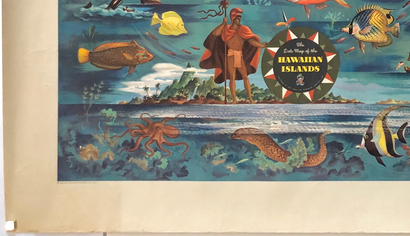 Original Vintage Poster DOLE MAP OF HAWAIIAN ISLANDS Hawaii MCM Airline ...