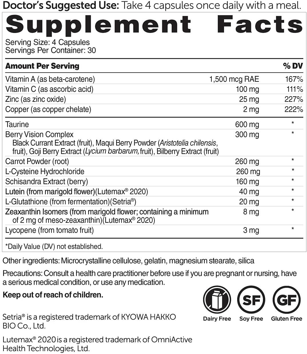 Vision Essentials Gold - Eye Health Supplement with 40 mg of Lutein ...