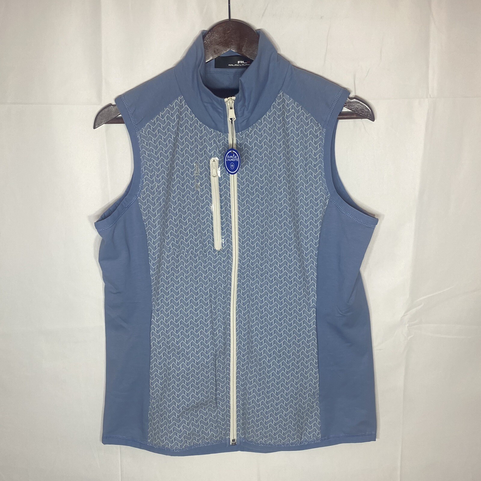 Polo Ralph Lauren RLX Blue Tech Terry Full Zip Golf Vest Ladies XL $178 ...