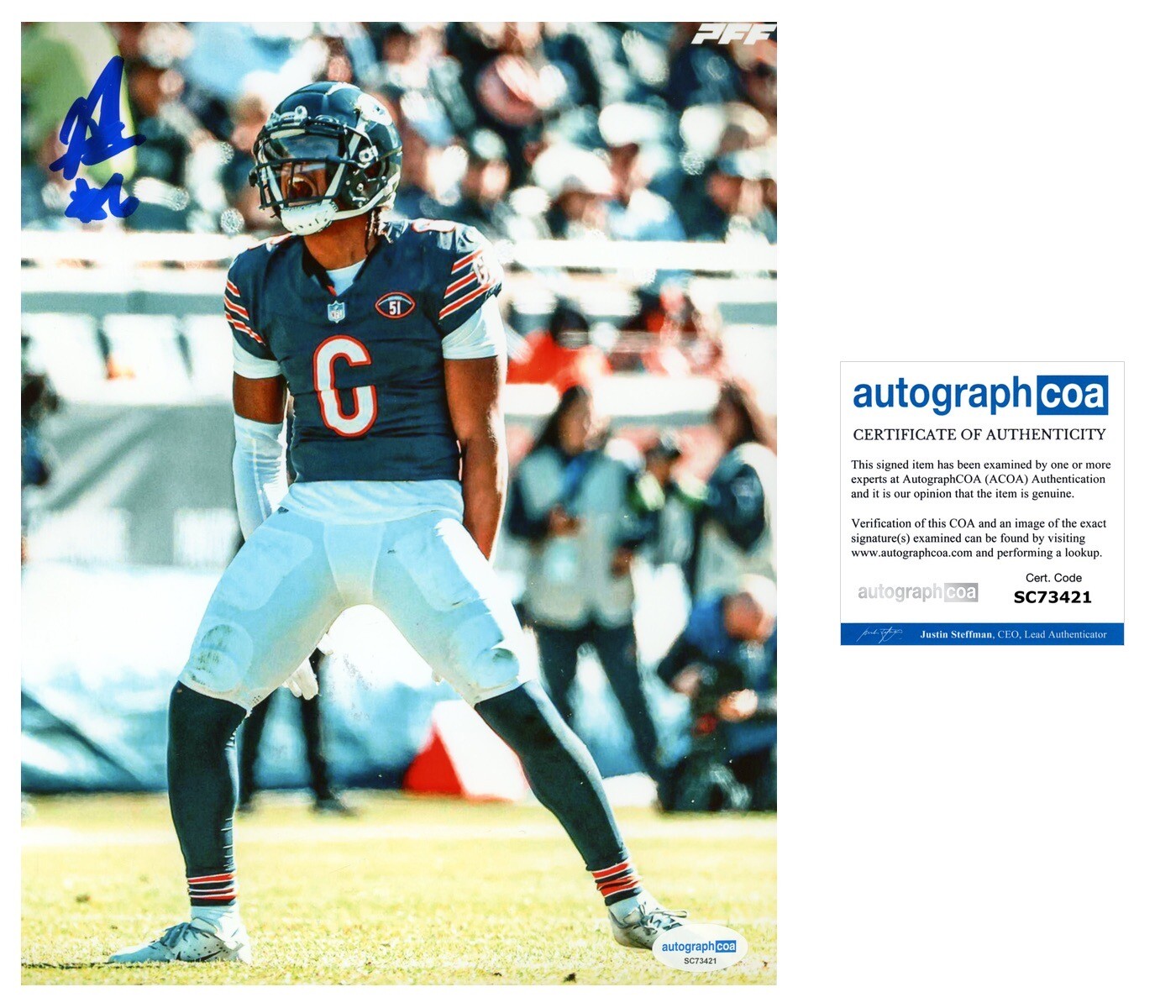 KYLER GORDON SIGNED NFL CHICAGO BEARS FOOTBALL CORNERBACK 8X10 PHOTO ...