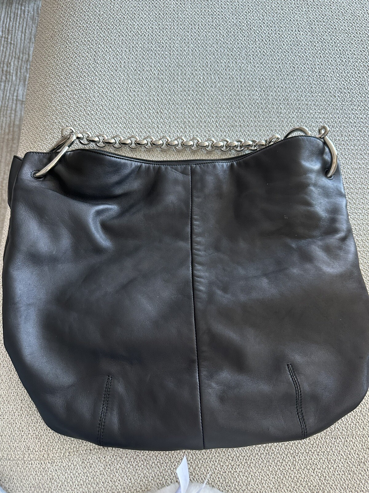 loewe black leather hobo bag W/ Silver Hardware Lette… - Gem