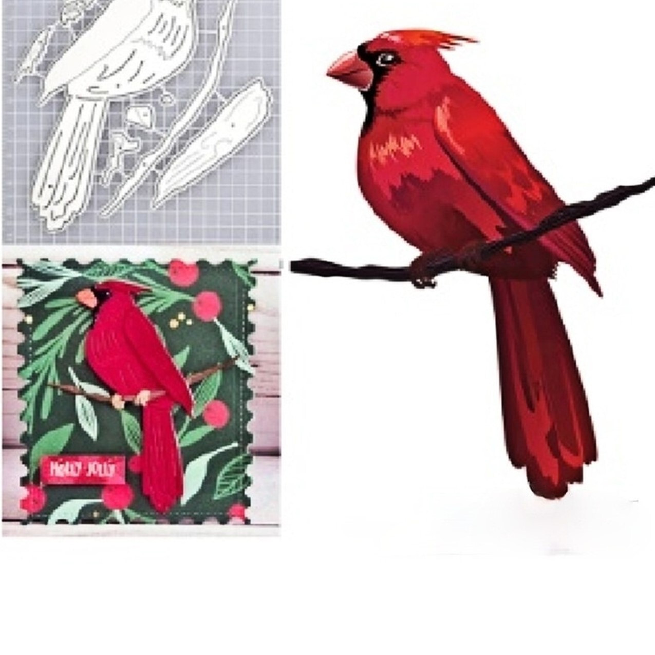 RED CARDINAL CHRISTMAS BIRD Embossing & Cutting Dies - Scrapbooking ...