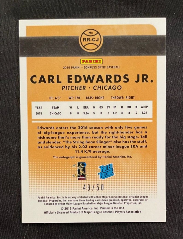 🔥 CARL EDWARDS 2016 Panini Optic Rated Rookie Auto RC On-Card Autograph ...