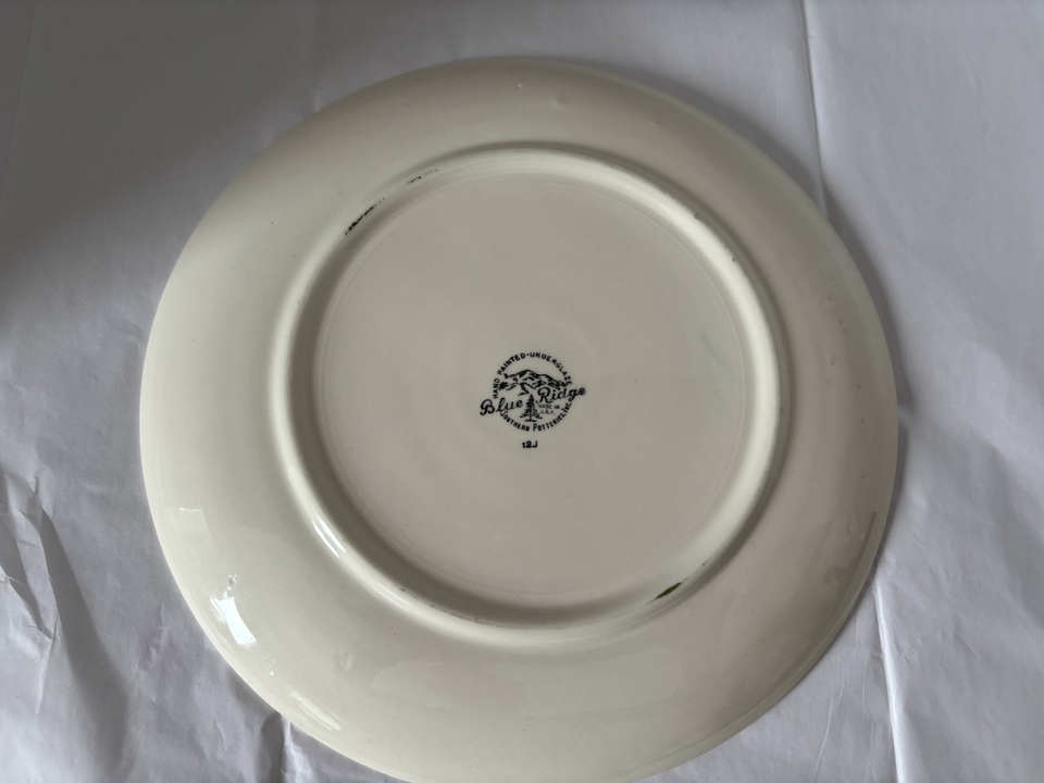 VINTAGE Set of 8 BLUE RIDGE Pottery Hand Painted Luncheon Dinner Plates ...