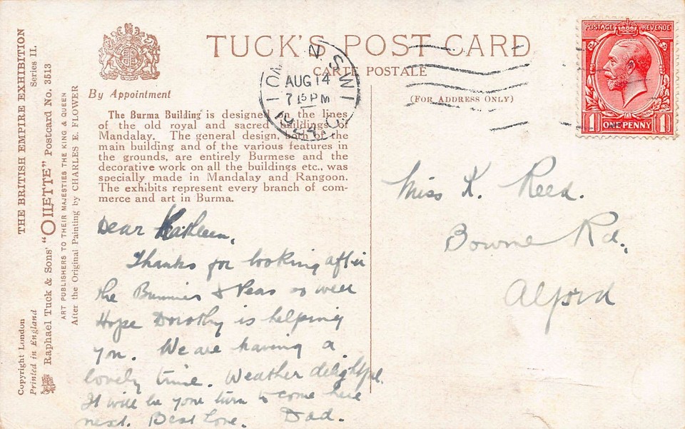 Burma British Empire Exhibition London Artist Signed Charles F Flower ...