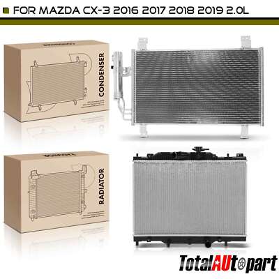 New 2Pcs Radiator & AC Condenser Cooling Kit for Mazda CX-3 2016-2021 ...