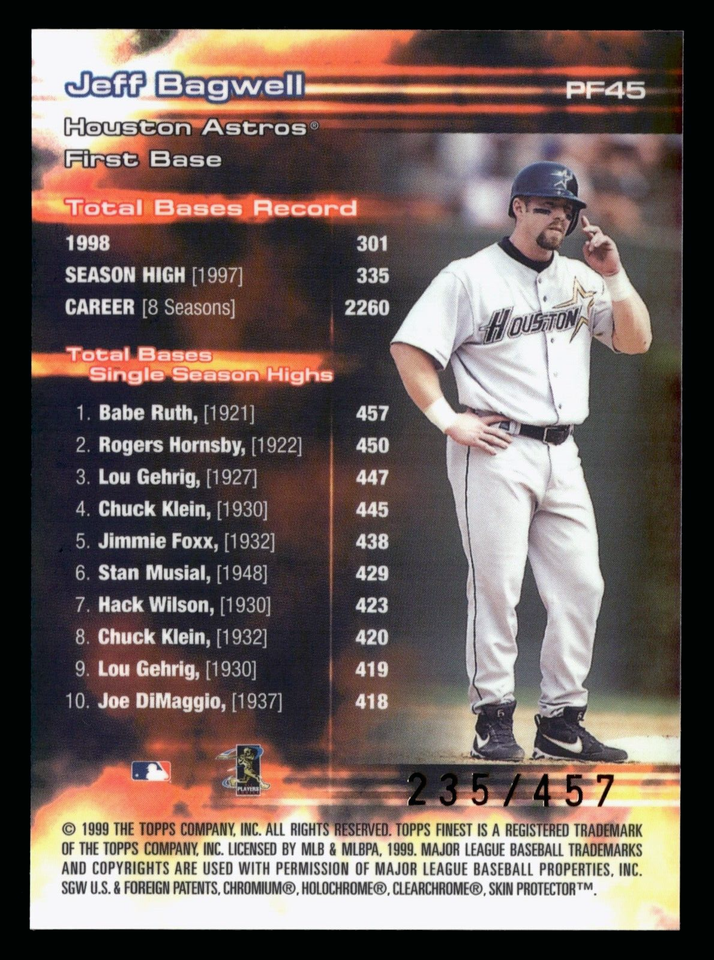 1999 Topps Finest Prominent Figures /457 Jeff Bagwell #PF45 HOF | eBay