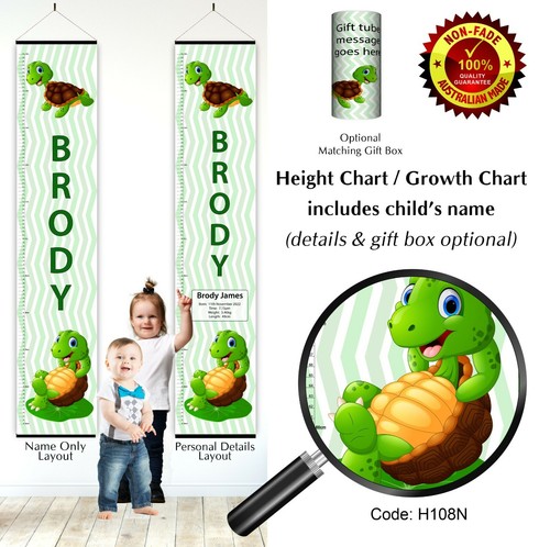 Height Growth Chart with Turtles for Childs or Kids Bedroom | eBay ...