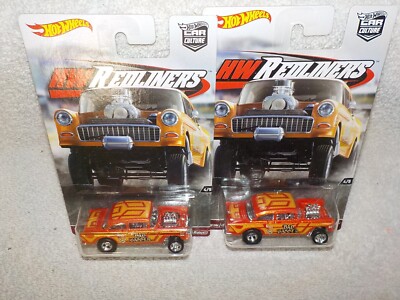 Hot Wheels Redliners Car Culture 1955 55 Chevy Belair Gasser lot x 2 | eBay