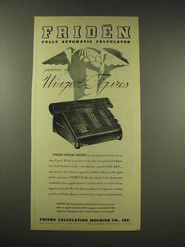 1944 Friden Automatic Calculator Ad - Winged Figures | eBay