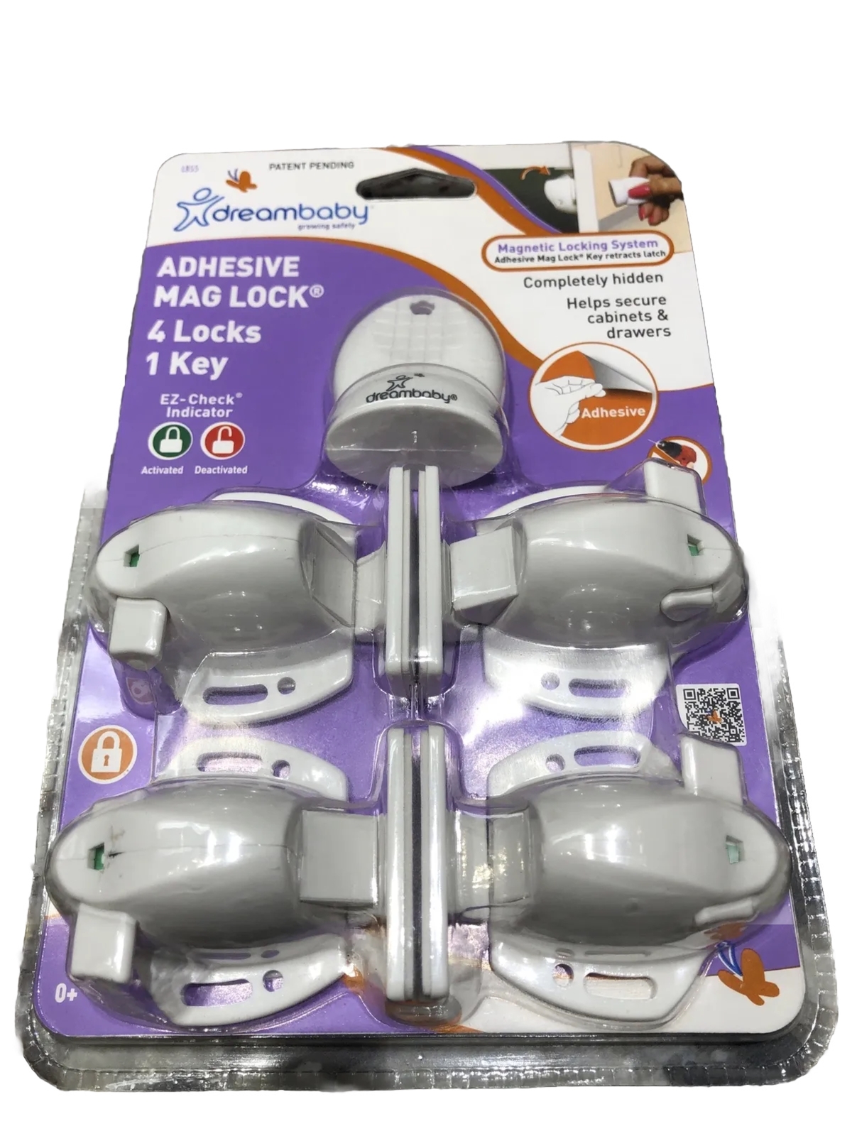 Dreambaby Adhesive Mag Lock 4 Locks 1 Key Hidden from Baby Cabinets ...