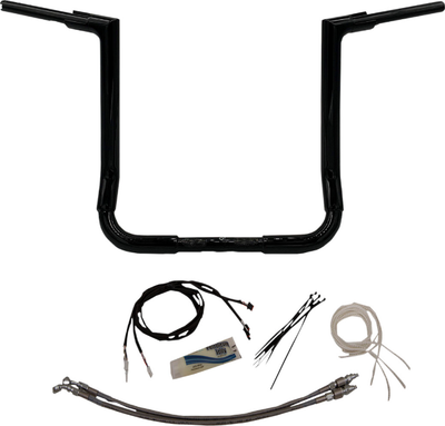 FBI Fat Baggers Black 1-1/2" EZ Install Flat Top 16" Handlebar Harley ...