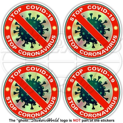STOP VIRUS Roundel x4 Stickers 50mm BIOHAZARD Biological Hazard ...