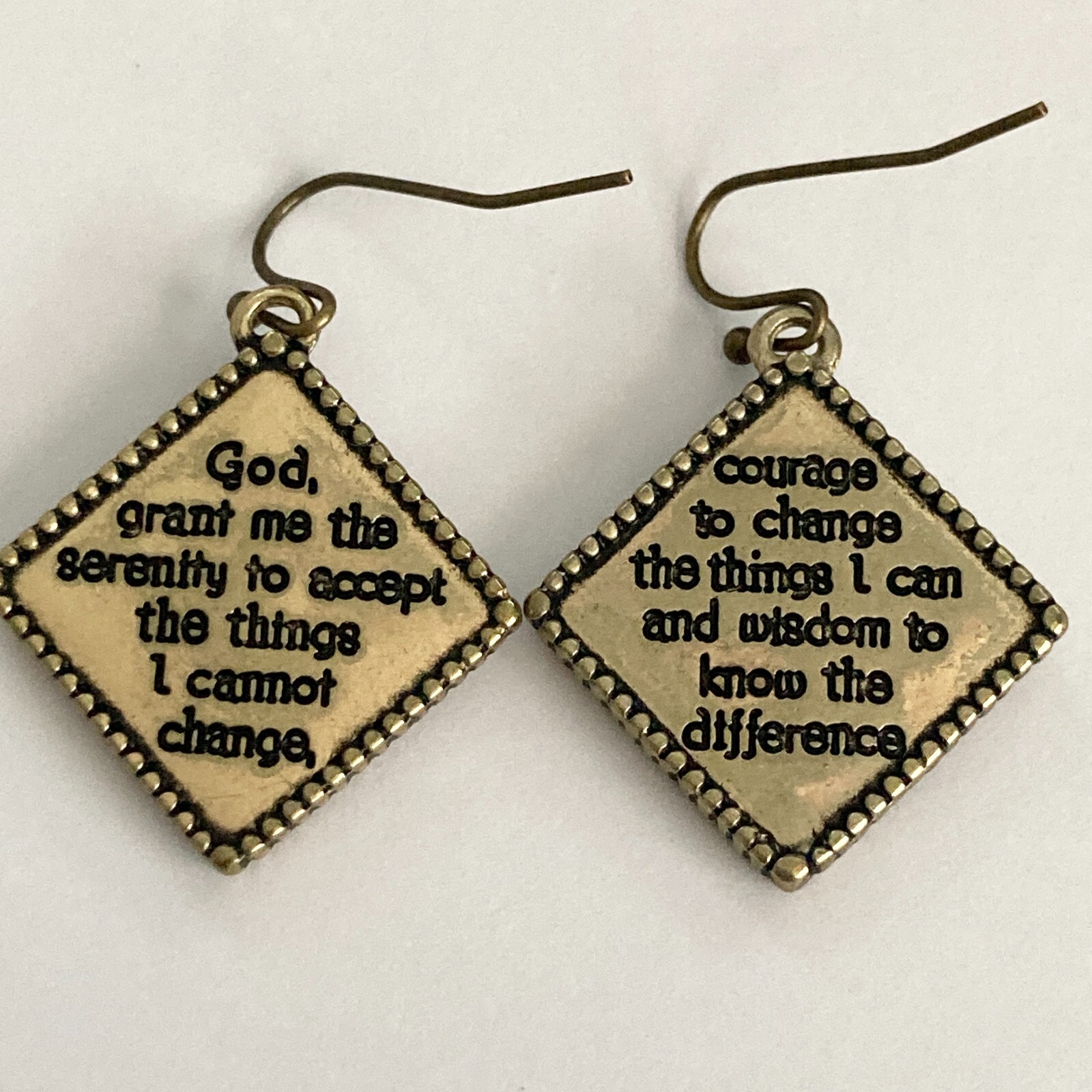 Serenity Prayer Earrings Silver Gold Tone AA NA Alcoholics Anonymous Dangle | eBay