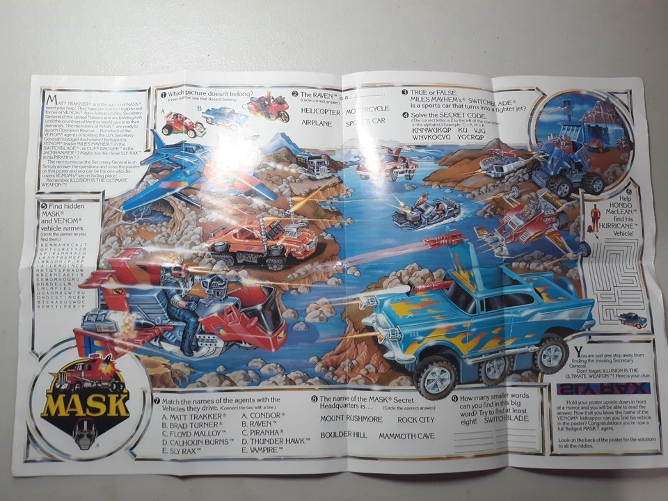 Kenner 1986 MASK Brochure Pamphlet Poster Original Insert Catalog Good ...