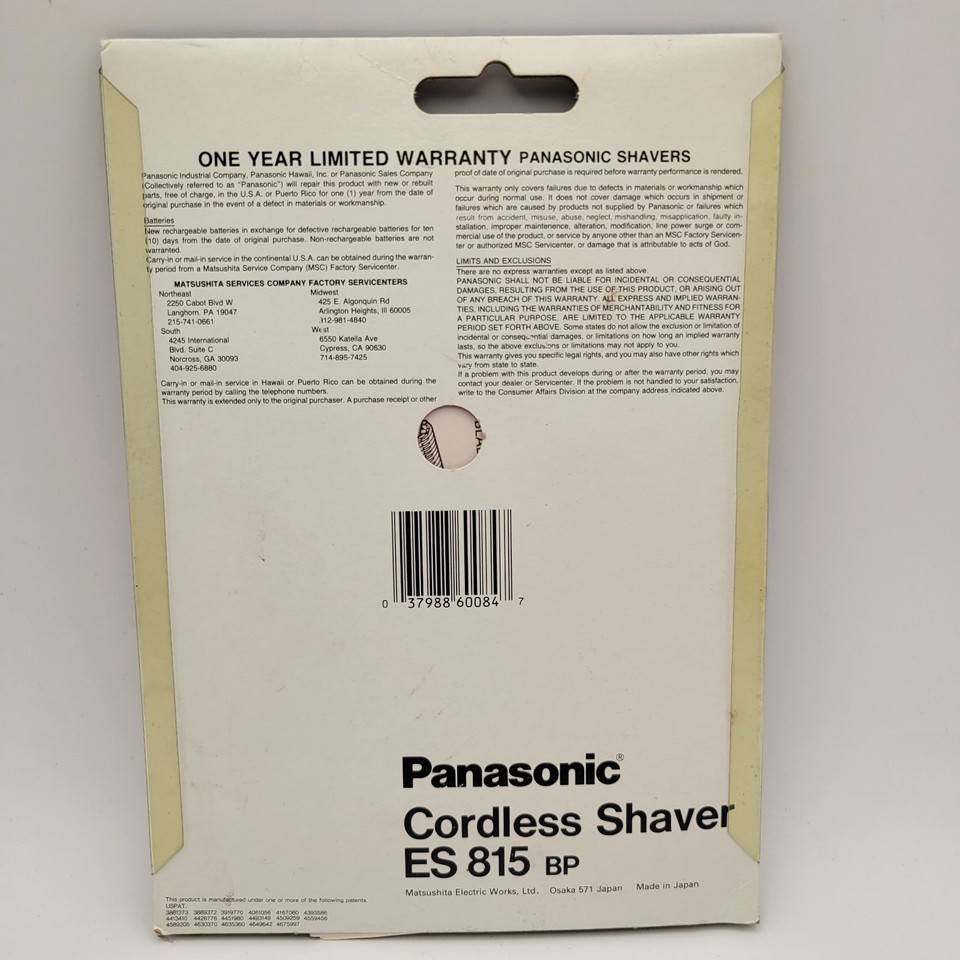 Vintage Panasonic Cordless Shaver ES 815 BP Made In Japan NOS | eBay