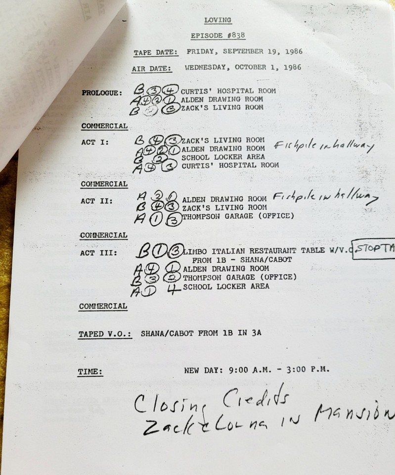 VINTAGE LOVING, ABC-TV SOAP OPERA SCRIPT Marked With Directions, VERY ...