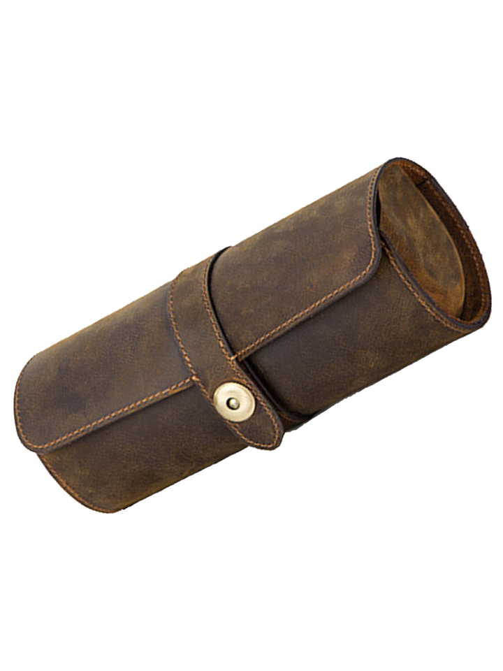 Genuine Leather Watch Roll Travel Box 3 Slot Wrist Watches Display ...
