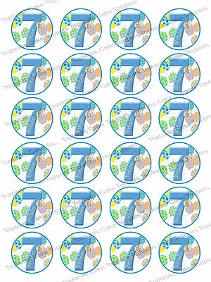 24 Blue Boys Seventh 7th Birthday Edible Icing Cupcake Fairy Cake Bun ...