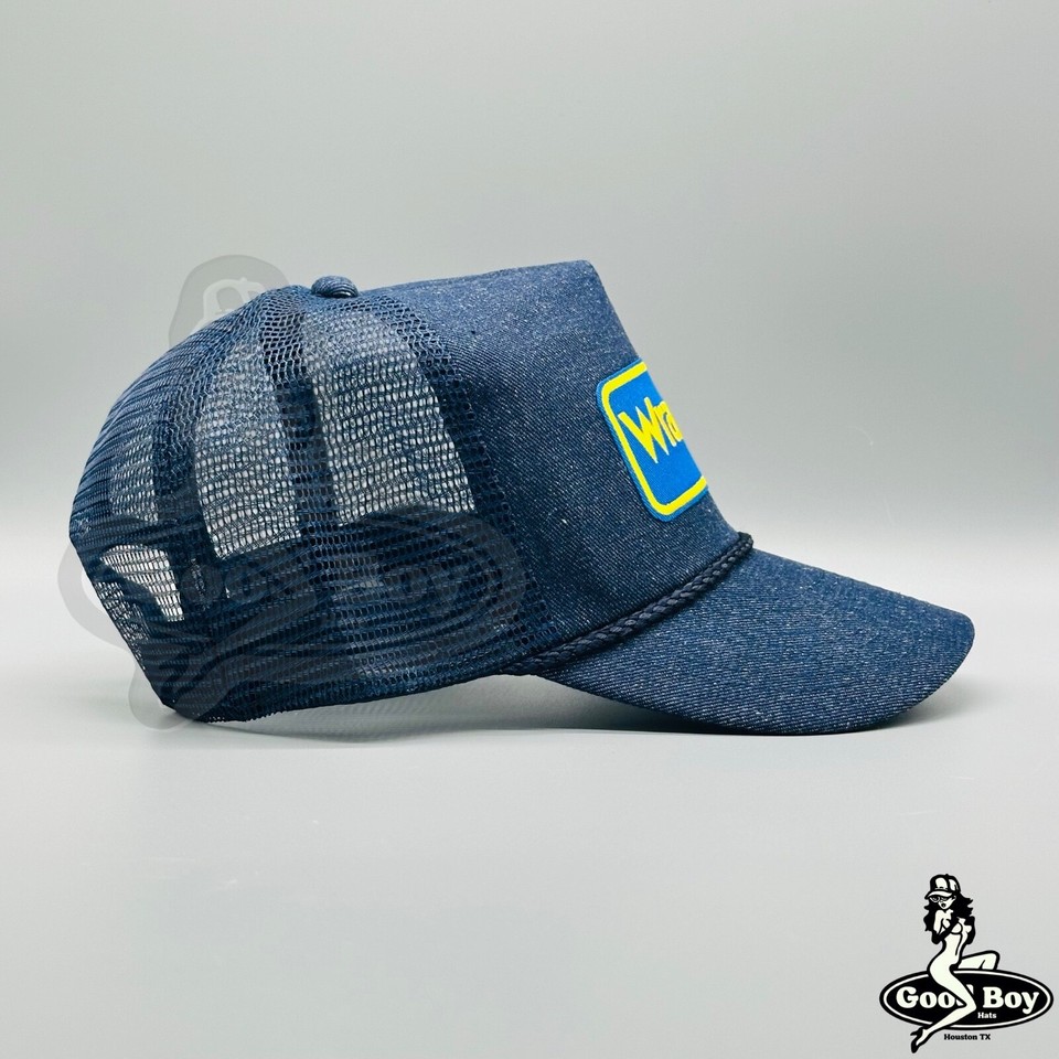 Wrangler Hat Vintage Retro Denim Trucker Mesh Rope Snapback Cap 90s ...