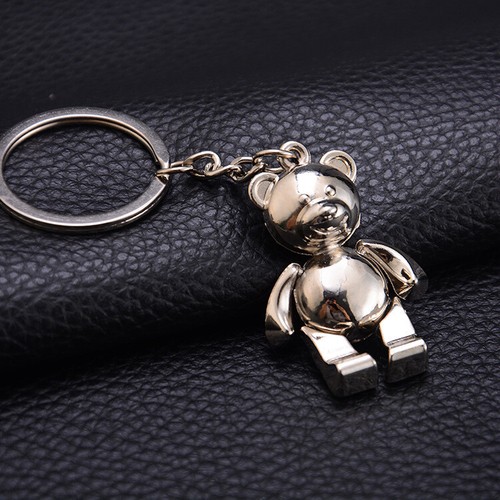 Cute Mini Metal Car Teddy Bear Key Ring Chain 3D Keyfob Keychain ...