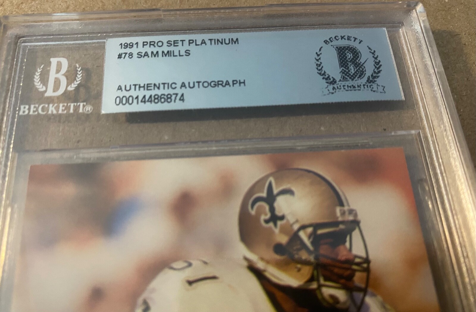 SAM MILLS SIGNED CARD 1991 PRO SET PLATINUM FOOTBALL BECKETT AUTHENTIC ...