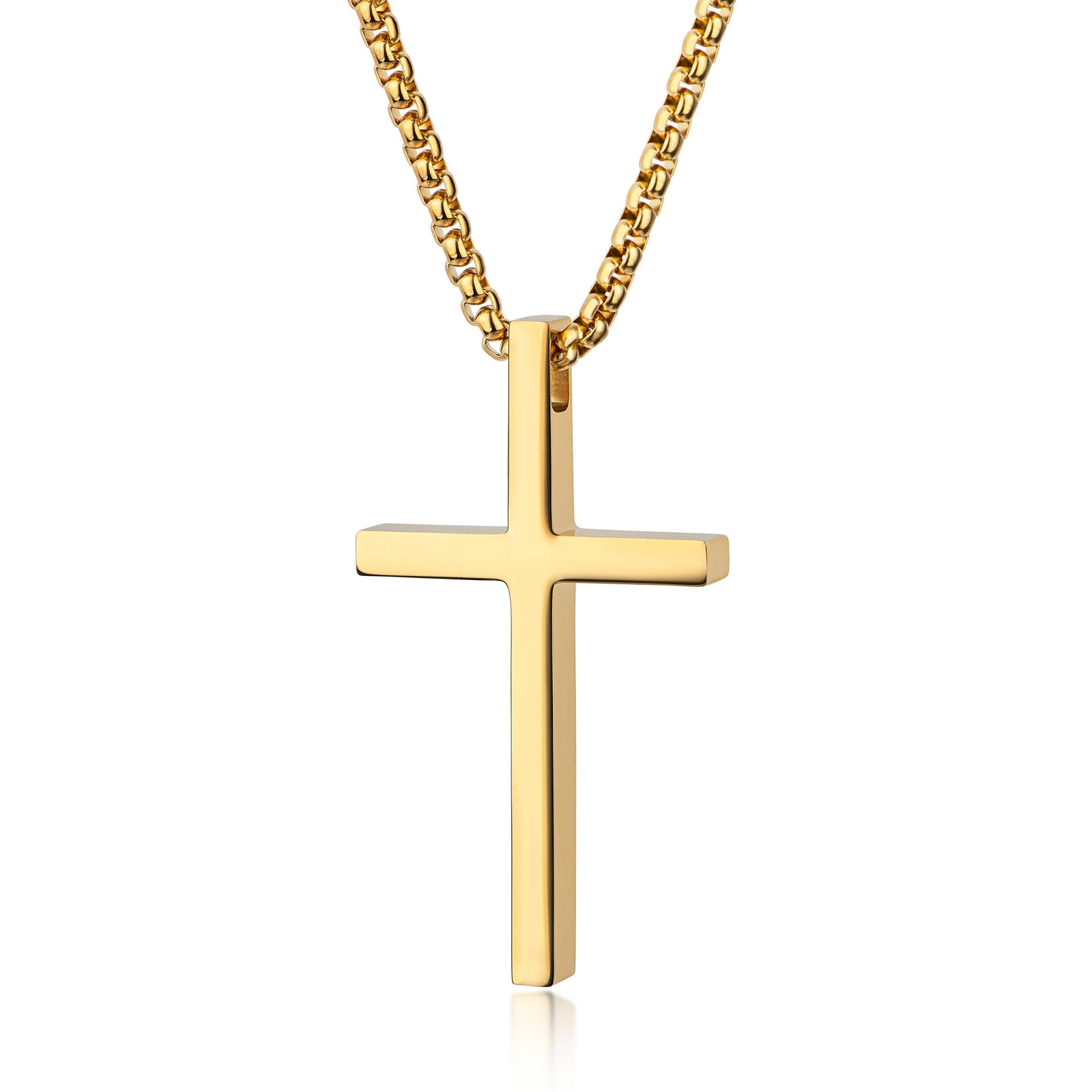 Chaîne pour Hommes Pendentif Croix Plaqué Or Acier Inox 750 Imperméable ...