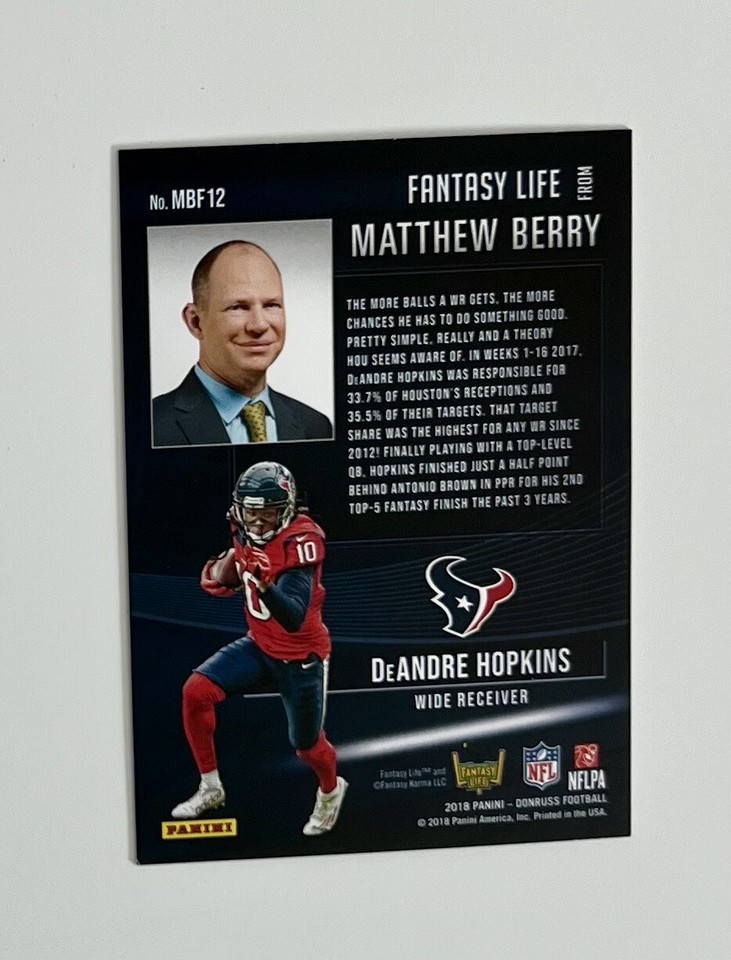 DeAndre Hopkins 2018 Panini Donruss Matthew Berry's Fantasy Life | eBay