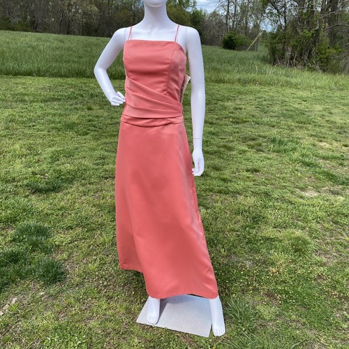 Chadwick's 40071C Women's Size 12 Sleeveless Coral Satin Two Piece Gown ...