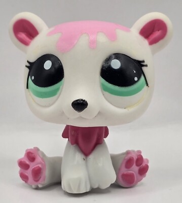 Littlest Pet Shop LPS Authentic White & Pink Polar Bear #2298 | eBay