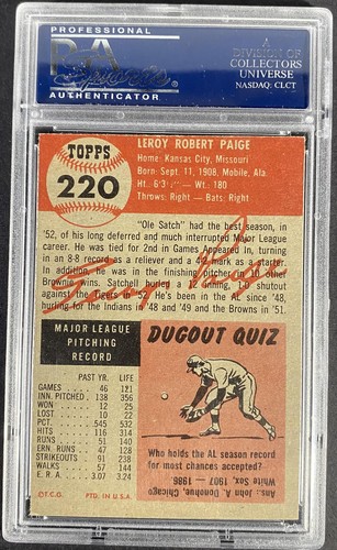 1953 Topps #220 Satchell Satchel Paige PSA 7 mc SHARP + Nice Color | eBay