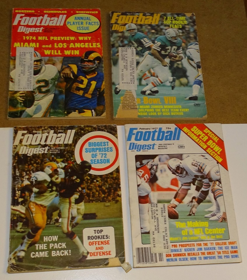 8 Football Books 1960s-1980s (1970s Football Digest, NFL Guide Books ...
