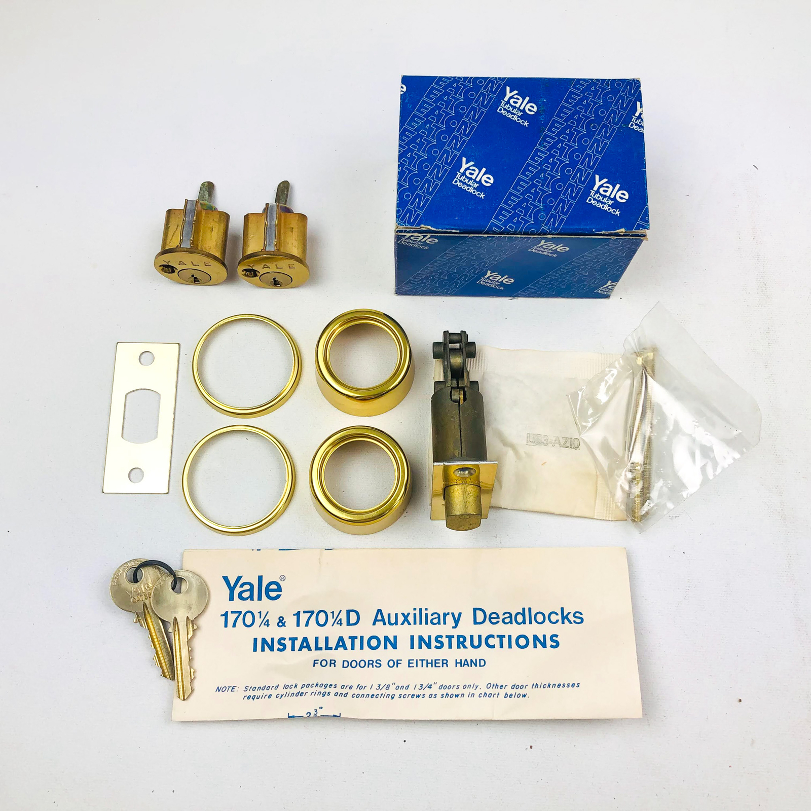Yale Tubular Deadlock 6 Pin Cylinder Locks 170 1/4 US03 Bright Brass ...